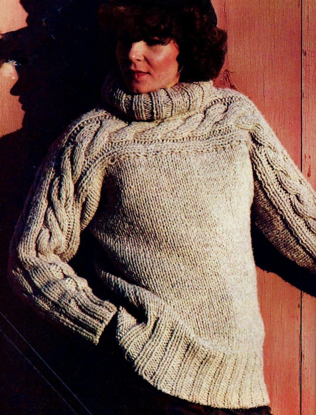 Knitted Fisherman Cable Sweater Pattern Digital Download Vintage ...