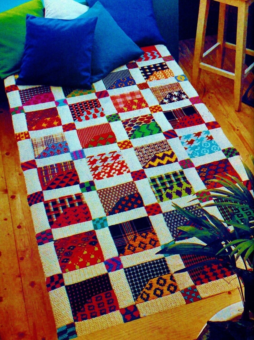 Crocheted and Patchwork Afghan Pattern Digital Download Vintage Crochet ...