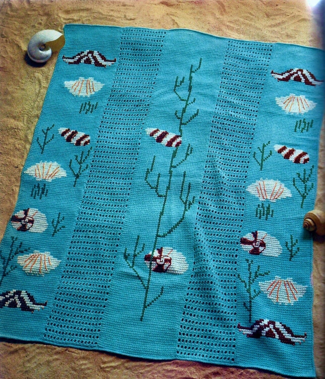 Crocheted Seashell Afghan Pattern Digital Download Vintage Crochet ...