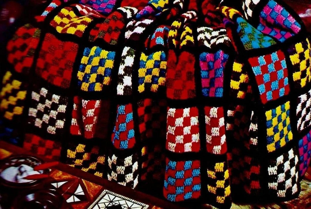 Crocheted Checkerboard Afghan Pattern Digital Download Vintage Crochet ...
