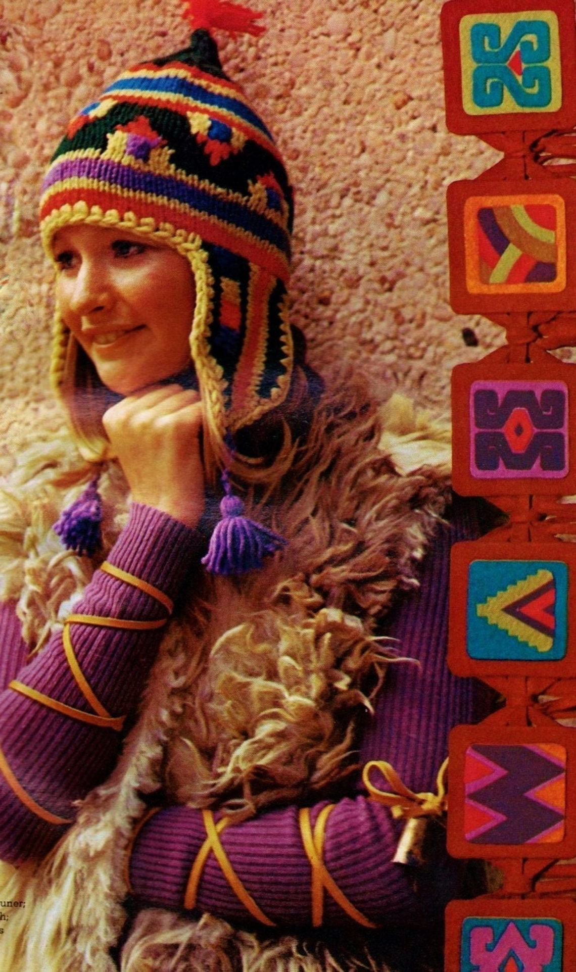 Peruvian Knitted Ear Flap Hat Pattern Digital Download Vintage Knitting ...