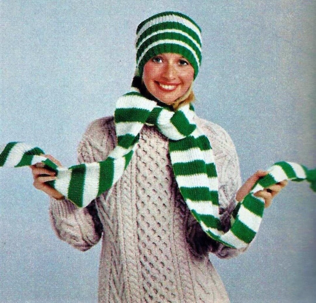 Knitted Double Tail Stocking Hat Pattern Digital Download Vintage ...