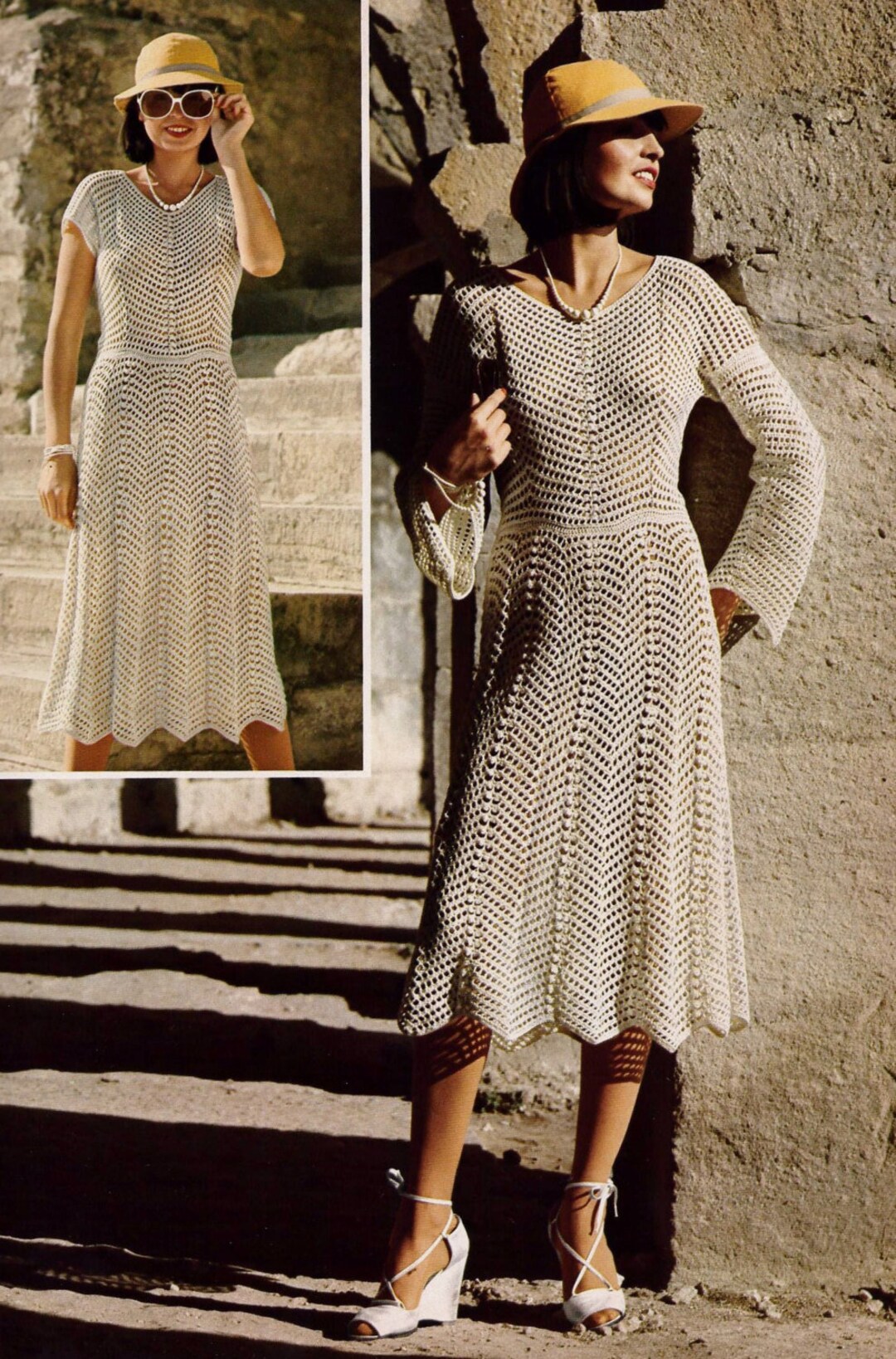 Crocheted Chevron Lace Dress Pattern Digital Download Vintage Crochet ...
