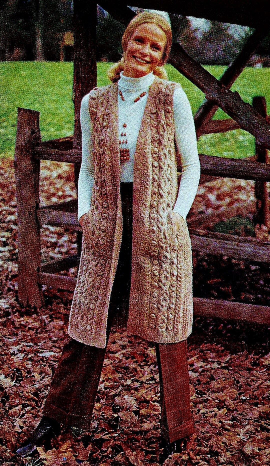 Knitted Fisherman Cable Vest Pattern Digital Download Vintage Knitting ...