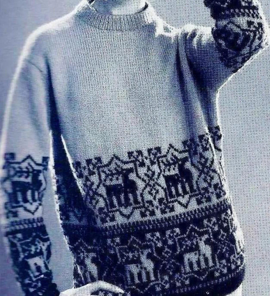 Knitted Scandinavian Sweater Pattern Digital Download Vintage Knitting ...