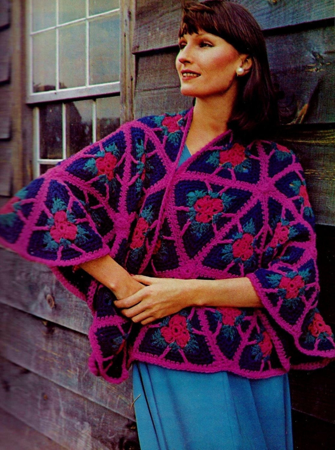 Crocheted Granny Square Shawl Pattern Digital Download Vintage Crochet ...