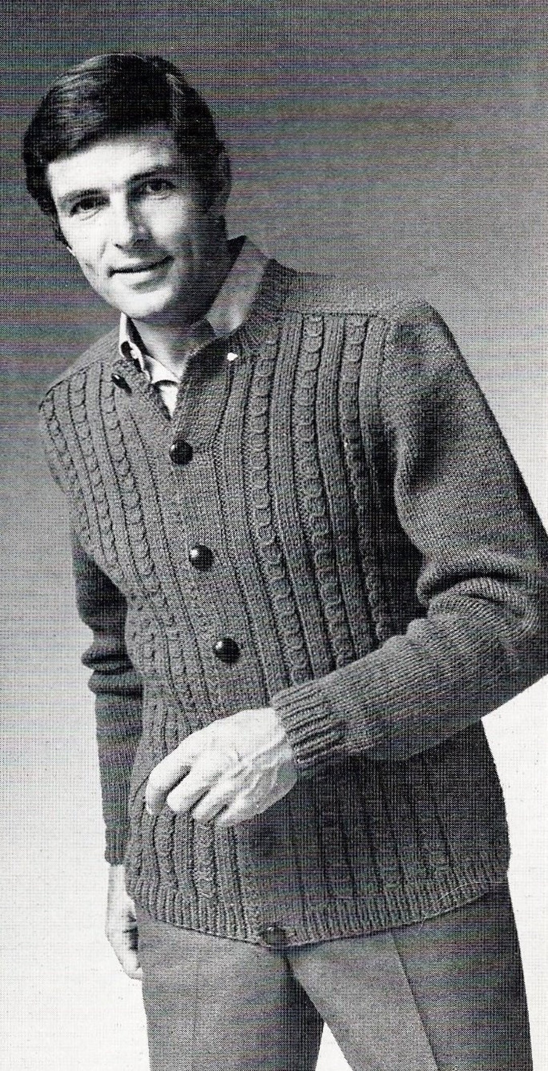 Knitted Men's Cardigan Sweater Pattern Digital Download - Etsy