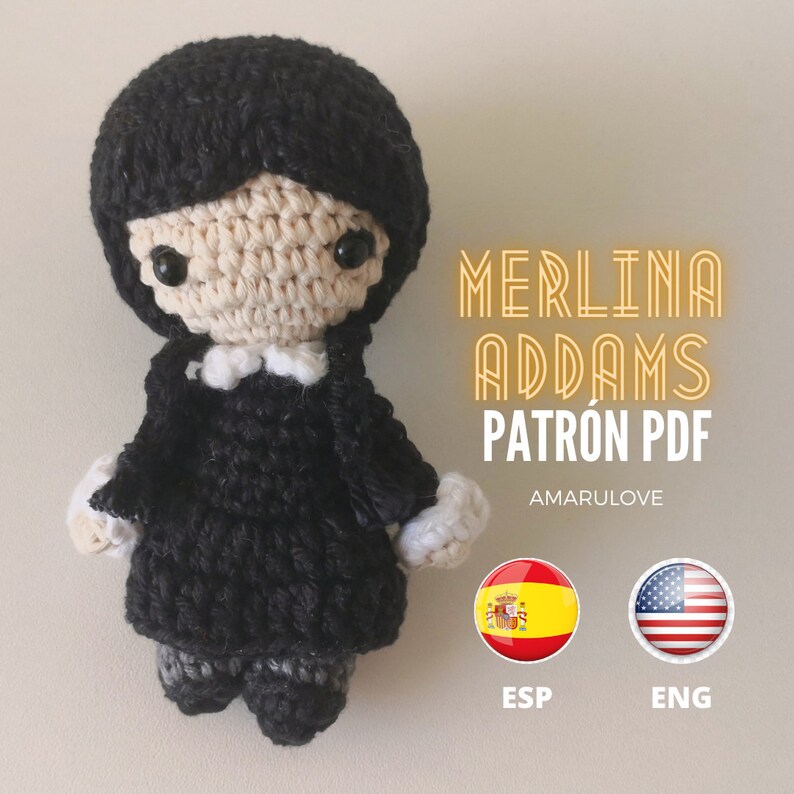 Patrón Merlina Addams Mini Amigurumi Wednesday Addams PDF - Etsy México