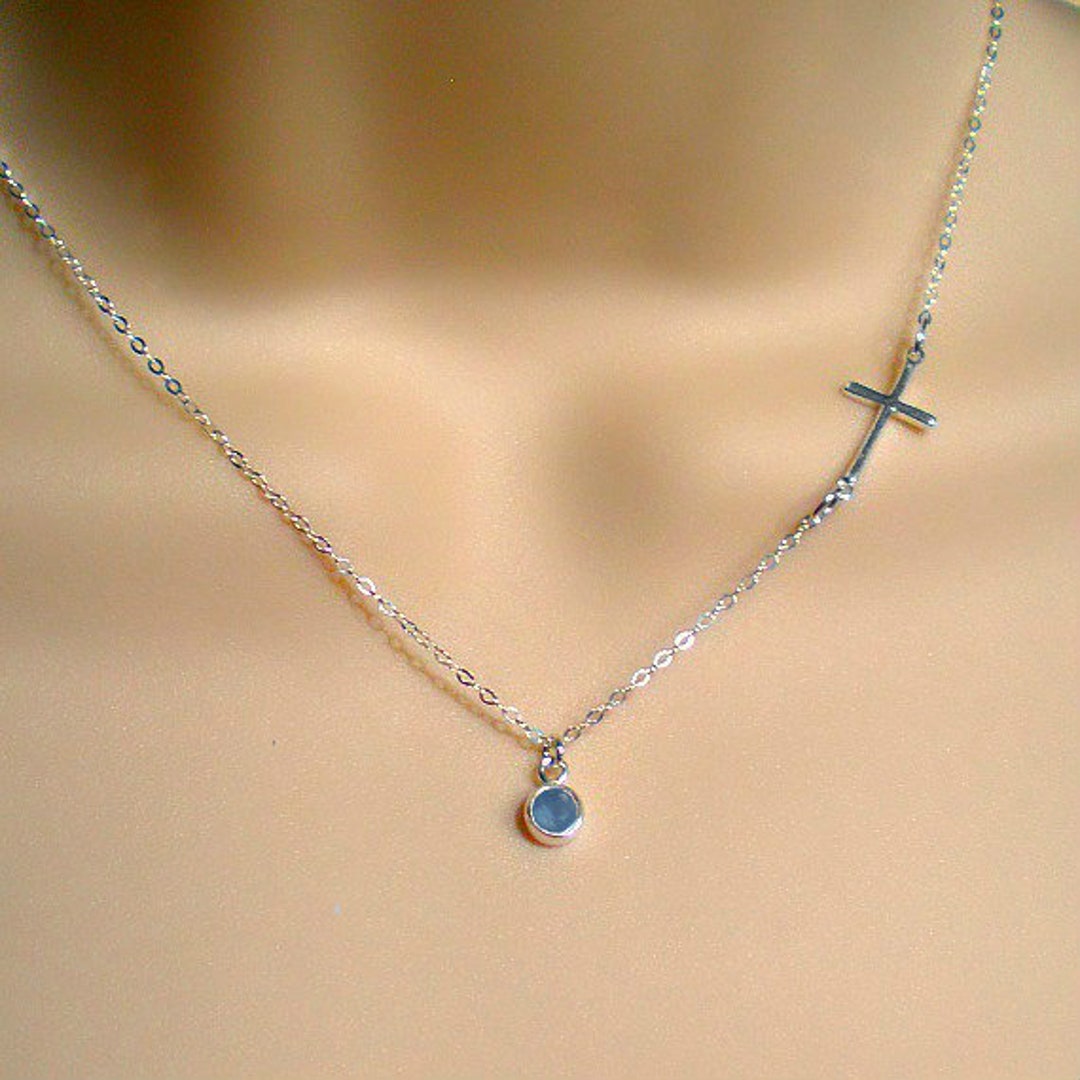 Sideways Cross Necklace Sterling Silver Cross Necklace - Etsy