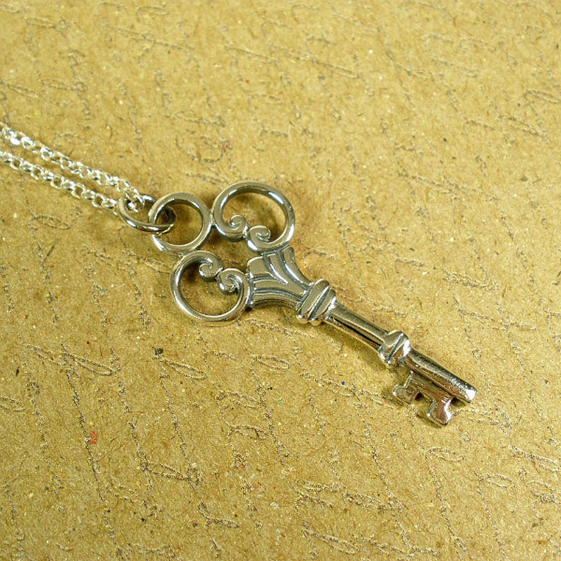 Sterling Silver Key Necklace Skeleton Key Key Necklace for | Etsy