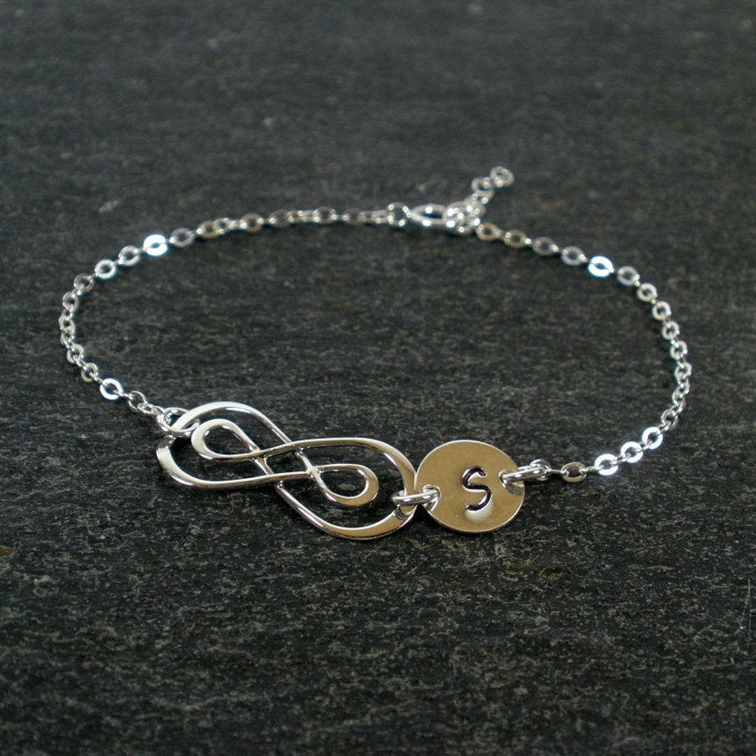 Personalized Infinity Bracelet Sterling Silver, Custom Initial Letter ...