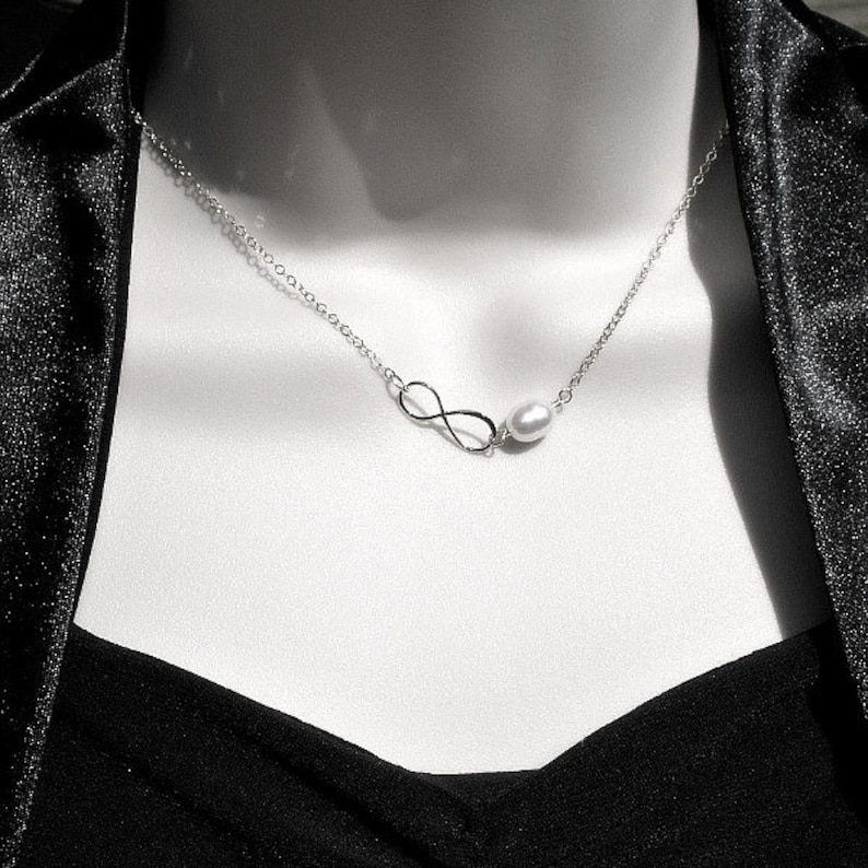 Infinity Pearl Necklace Infinity Jewelry Gift for Mom - Etsy