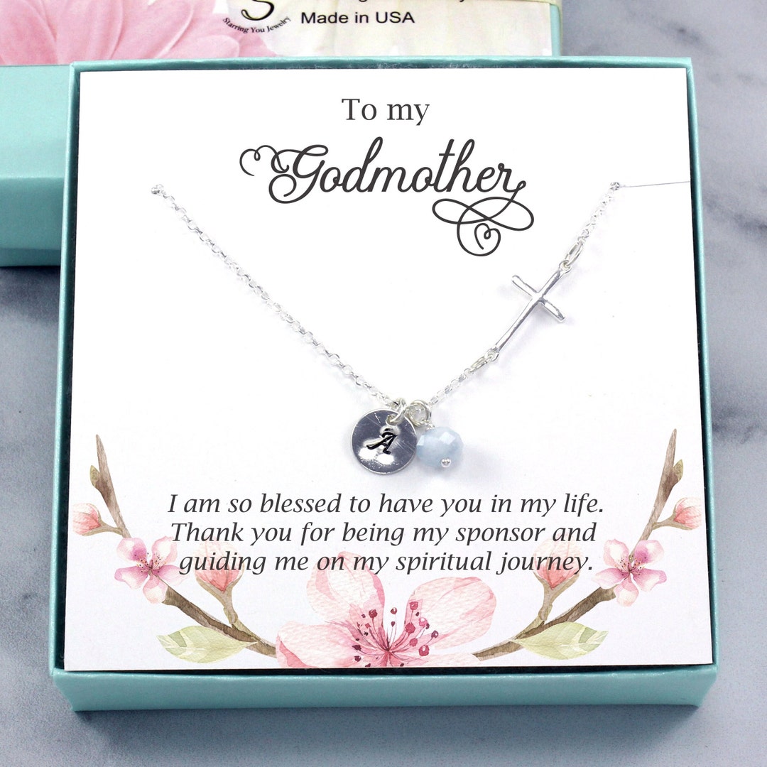 Godmother Gift: Personalized Sideways Cross Necklace Sterling Silver ...