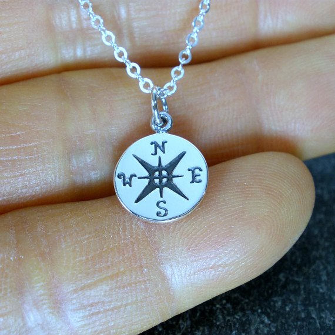 Graduation Gift Sterling Silver Compass Necklace Go - Etsy