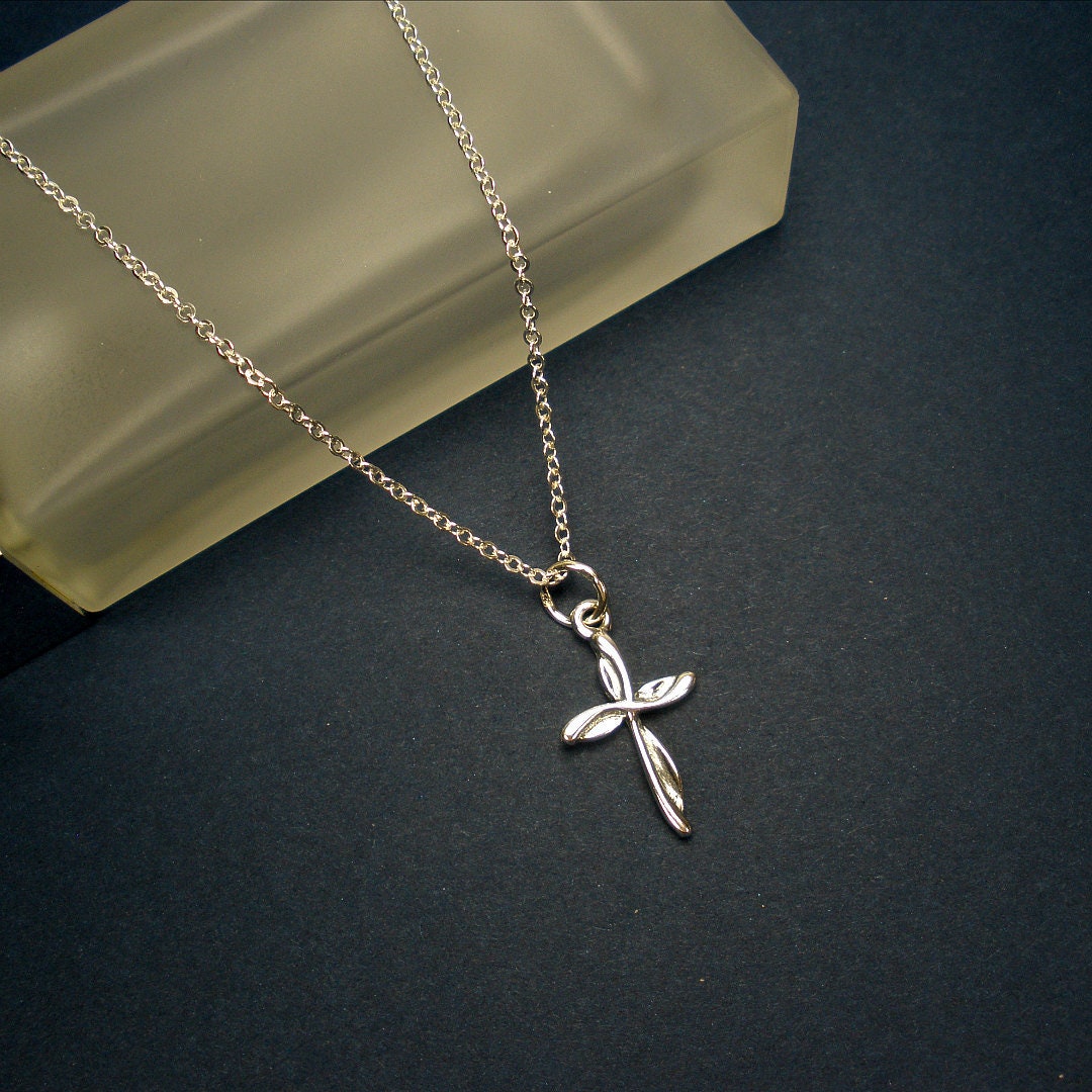 Delicate Sterling Silver Swirl Cross Pendant Necklace: Christian ...