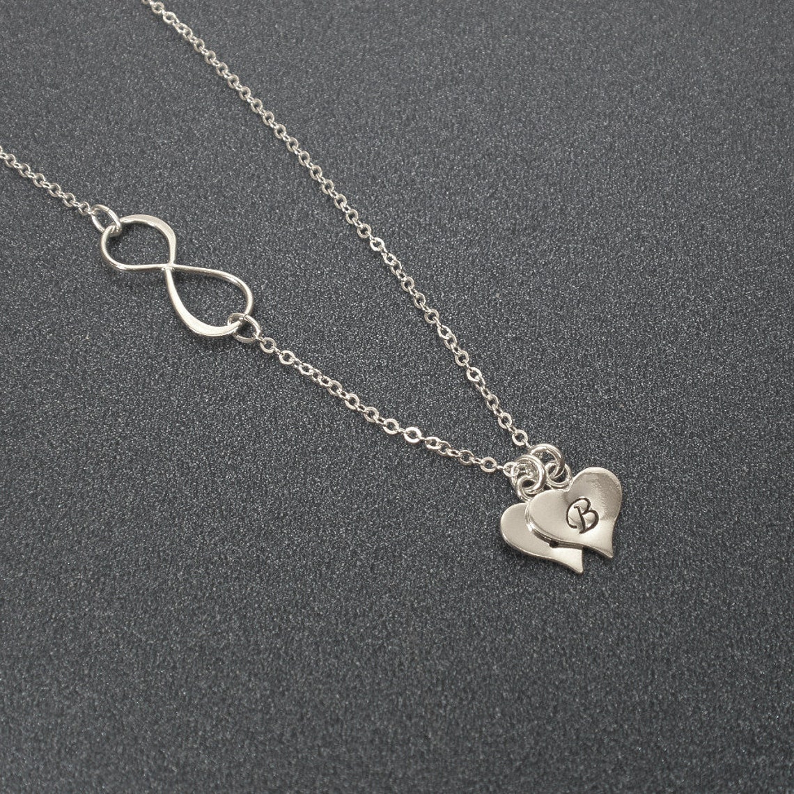 Infinity Initial Necklace Personalized Infinity Necklace | Etsy
