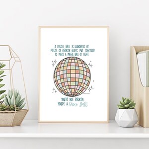 Disco Ball Print Inspirational Wall Art Quotes Print Instant - Etsy
