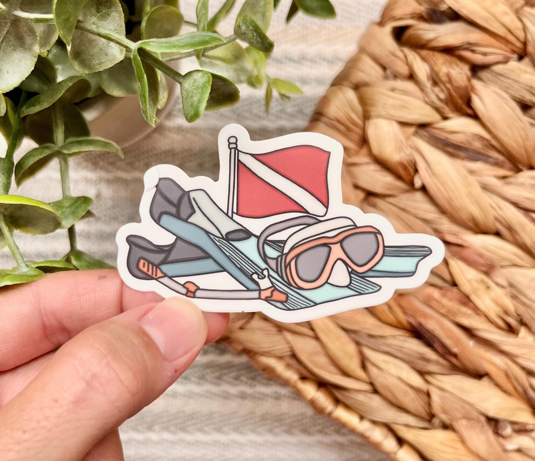 Snorkel Sticker Dive Flag Sticker Scuba Sticker Scuba Mask Sticker Dive ...