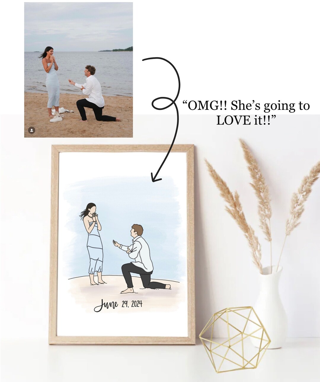 Custom Family Portrait Couples Illustration Engagement Illustration ...