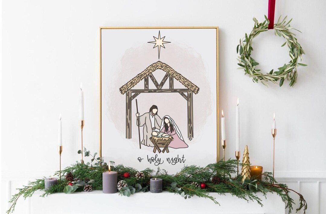 Oh Holy Night Printable Jesus Christ Christmas Print Nativity Holiday ...