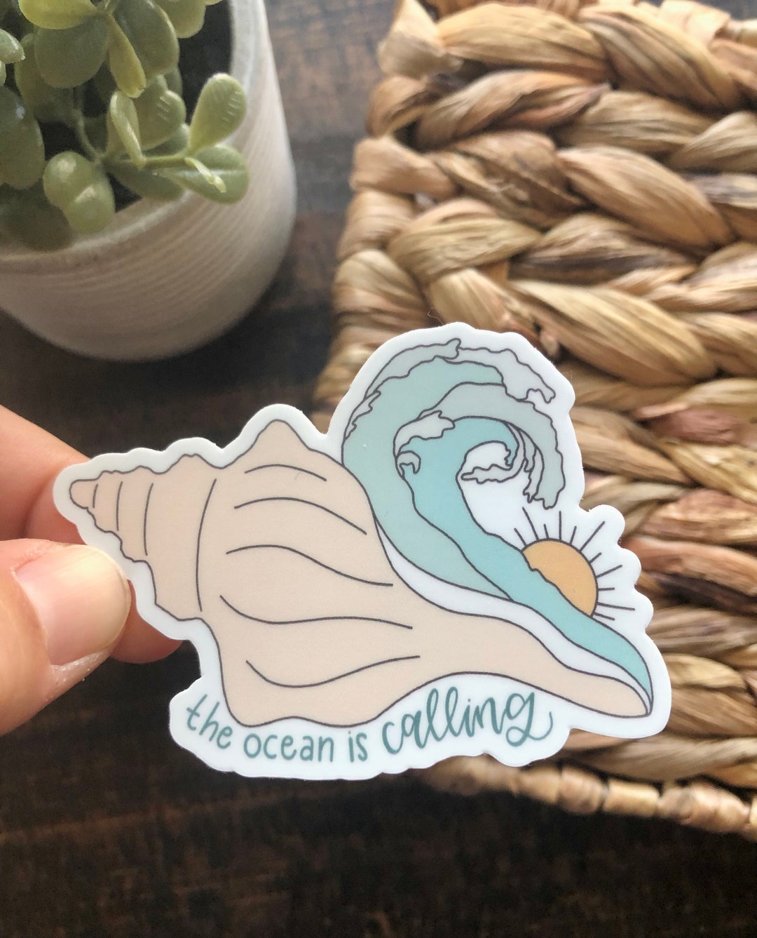 Beach Sticker Sea Shell the Ocean is Calling Sticker Ocean Decal Wave ...