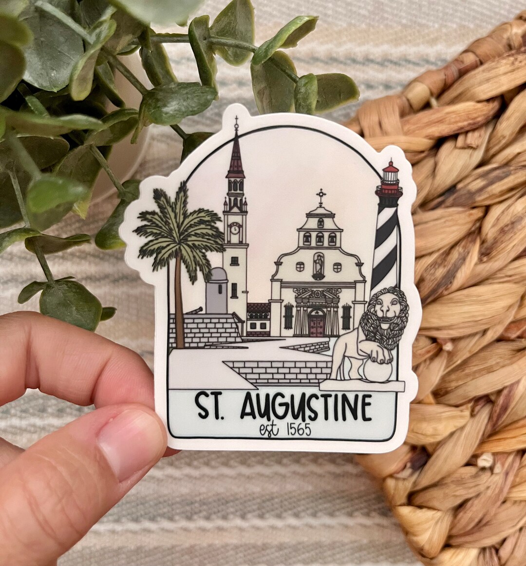 St. Augustine FL Icon Sticker Lighthouse Castillo De San Marcos St ...