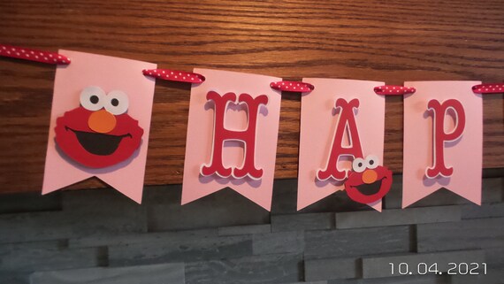 Elmo Inspired Flag Birthday Banner Elmo Party Decorations - Etsy
