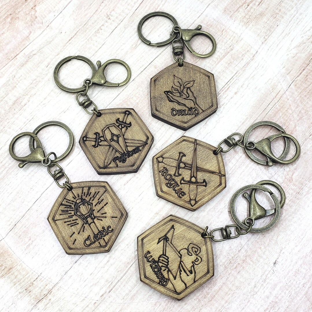 Cleric, Wizard, Rogue, Druid, Fighter Wood Keychains - Etsy