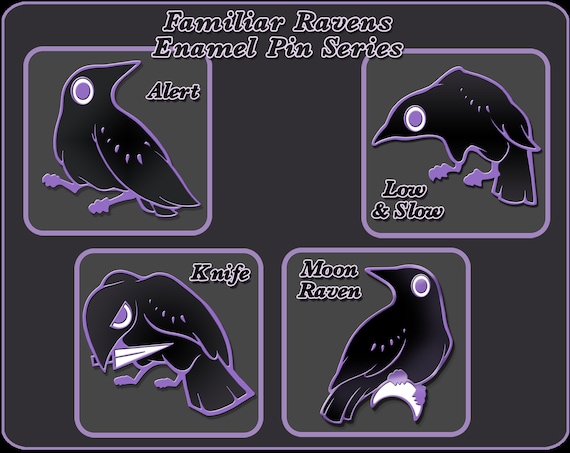 Familiar Raven Enamel Pin Series - Etsy