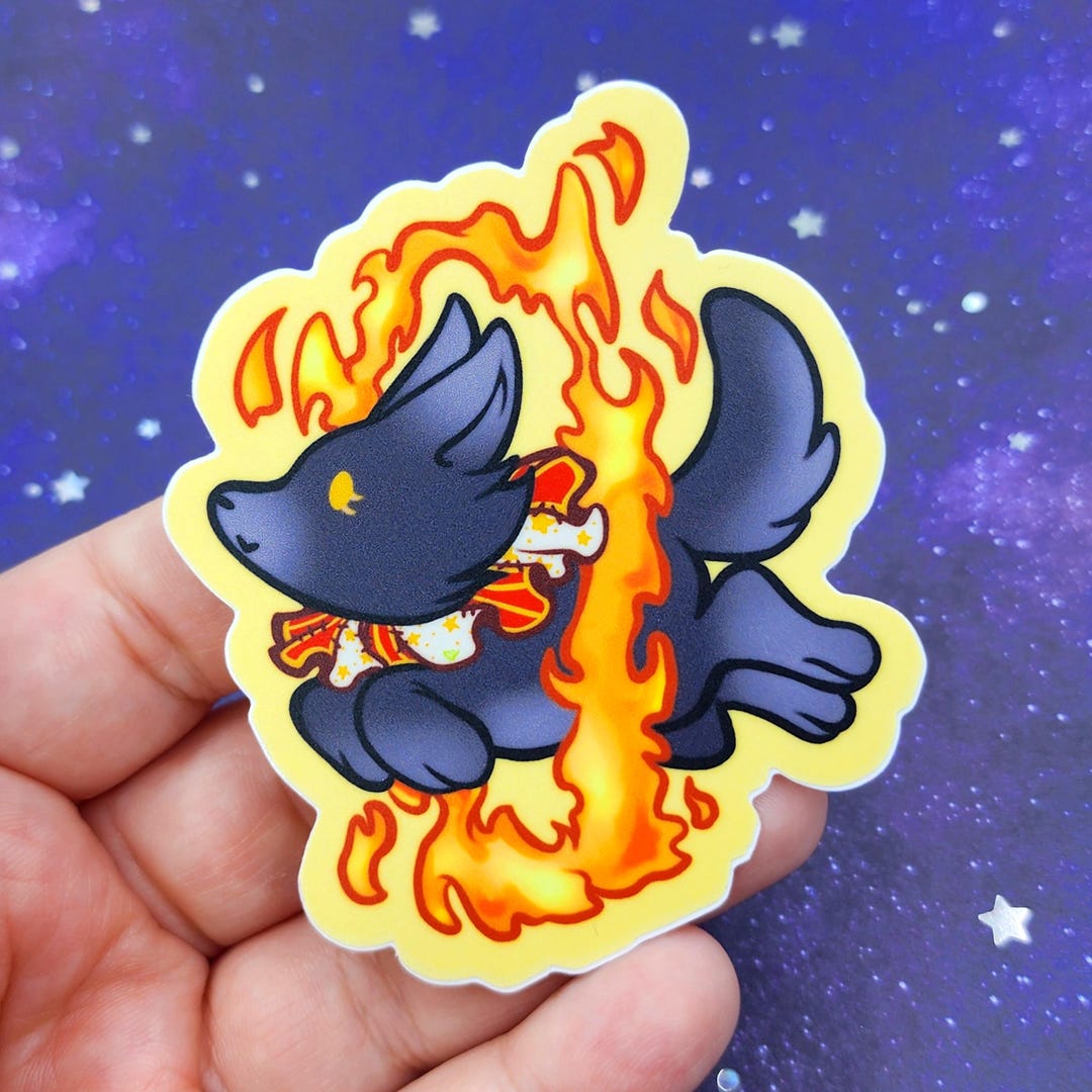 Fire Leaping Wolf Sticker, 3" Vinyl, Indoor/outdoor - Etsy