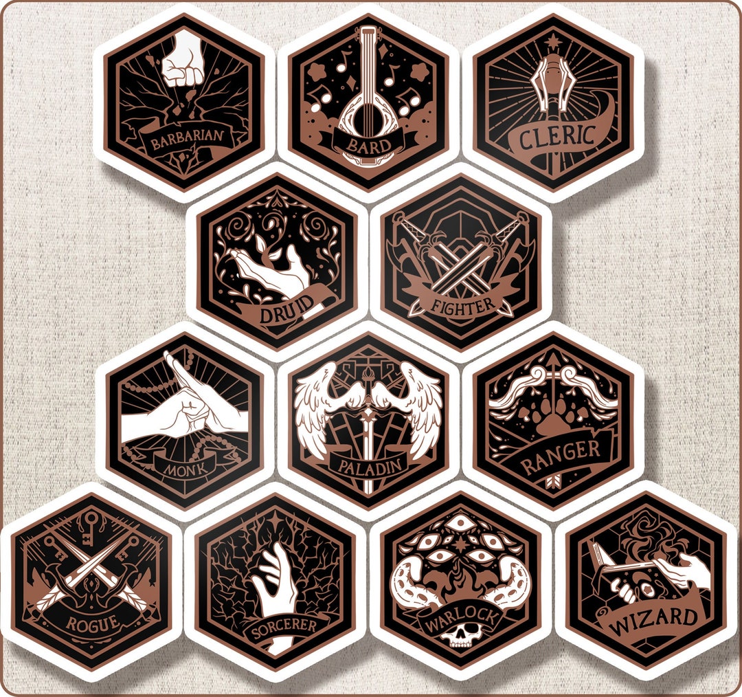 TTRPG Class Stickers! Tabletop Roleplay Game Stickers, Bard, Barbarian ...