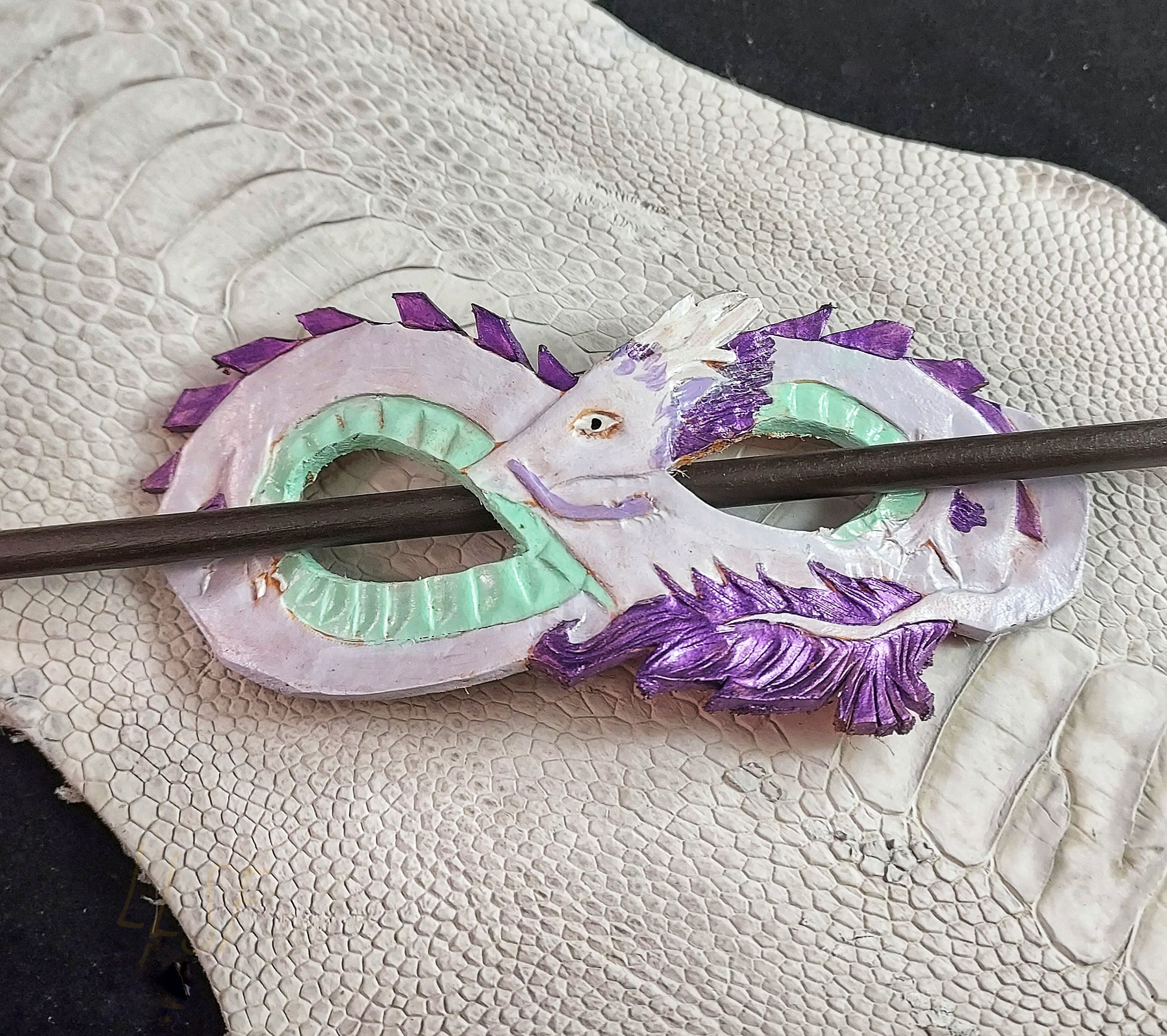 Asian Chinese Dragon Leather Hair Pin - Etsy