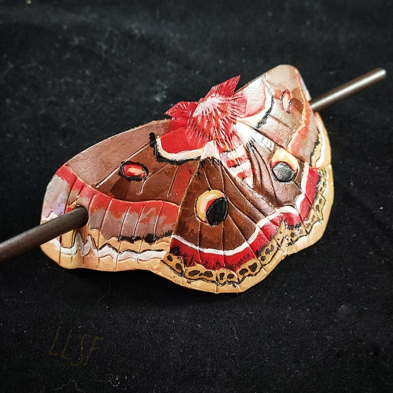 Cecropia Moth Leather Hair Pin - Etsy
