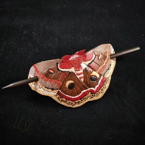 Cecropia Moth Leather Hair Pin - Etsy