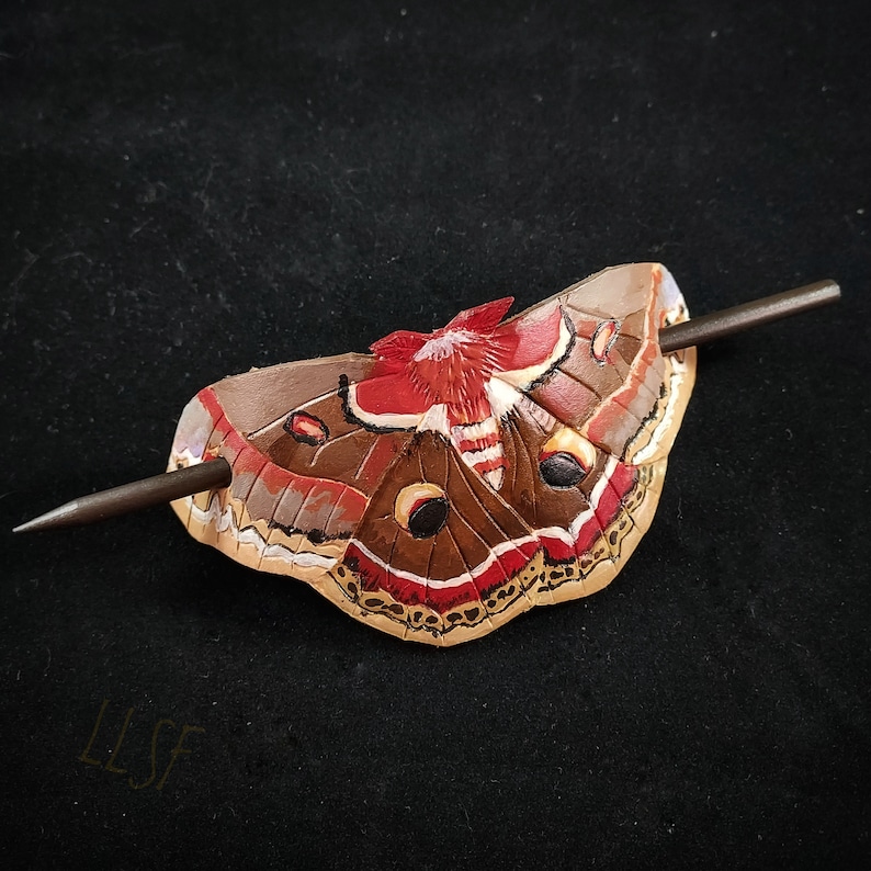 Cecropia Moth Leather Hair Pin - Etsy