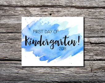 First Day of School Sign / Kindergarten / Watercolor / First | Etsy