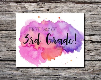 First Day of School Sign / Kindergarten / Watercolor / First | Etsy