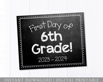 First Day of 6th Grade Sign First Day of School Sign - Etsy