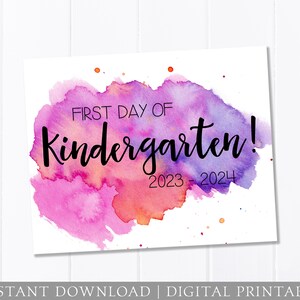 First Day of School Sign Kindergarten Watercolor First Day - Etsy