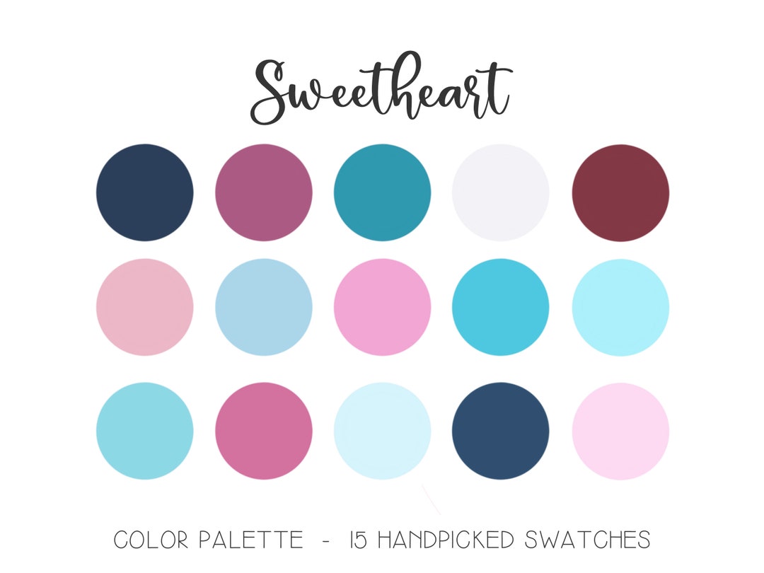 Blue Pink Color Palette, Procreate Swatches, Shades of Pink Blue Red ...