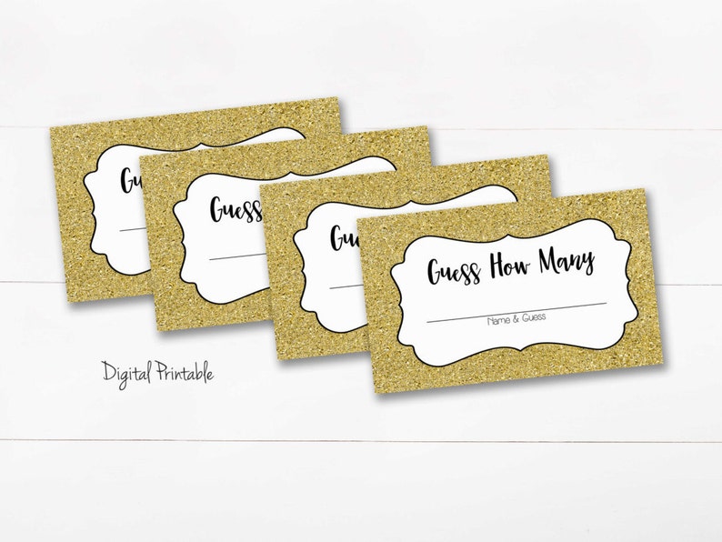 Guess How Many Game DIGITAL Printable PDF Gold Sparkle - Etsy