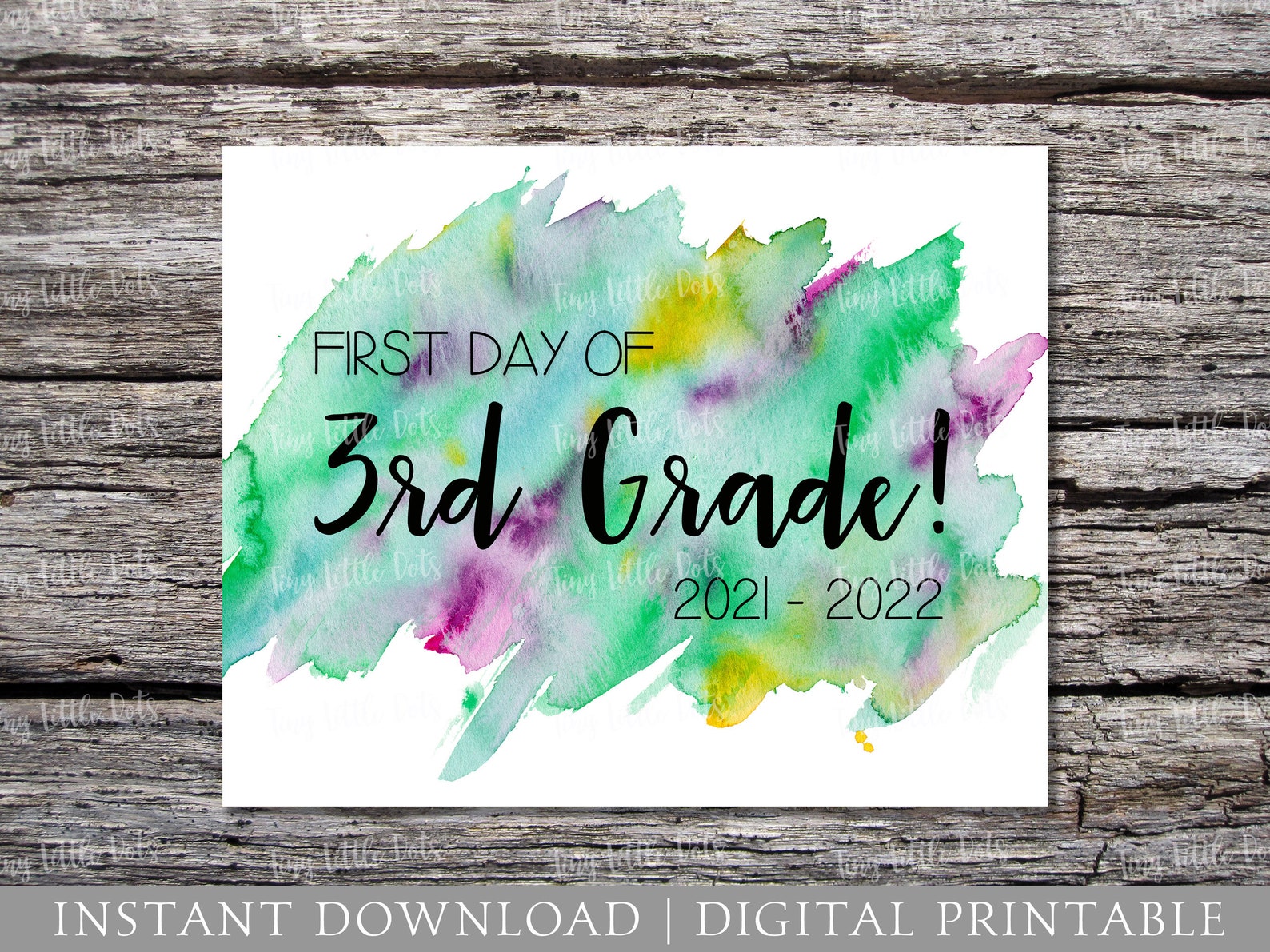 First Day of School Sign / 3rd Grade / Watercolor / Green | Etsy