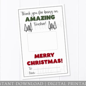Teacher Christmas Gift Card, Amazing Teacher Gift, DIGITAL Printable ...