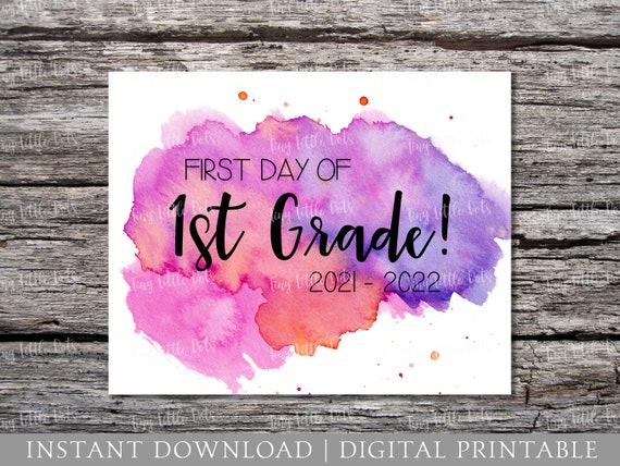 First Day of School Sign / First Grade / Watercolor / First | Etsy
