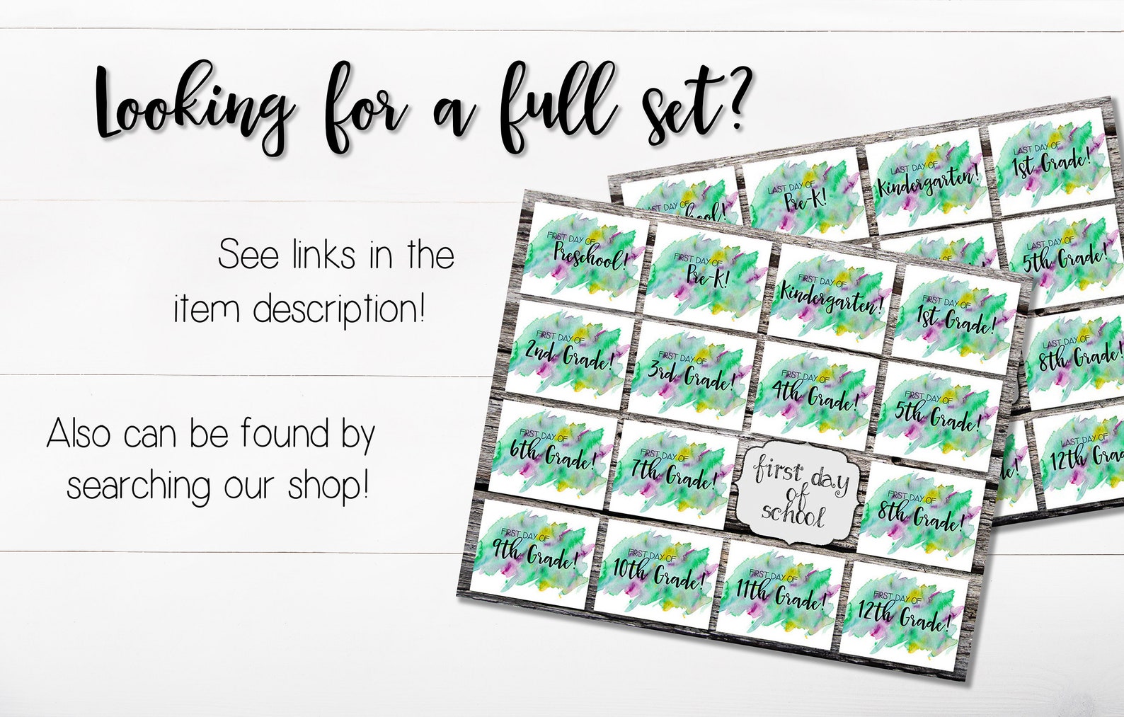 First Day of School Sign / 6th Grade / Watercolor / Green - Etsy