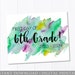 First Day of School Sign 6th Grade Watercolor Green Purple - Etsy