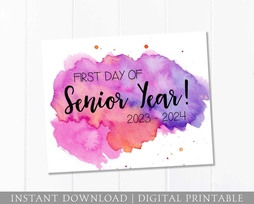First Day of School Sign Senior Year Watercolor First Day - Etsy
