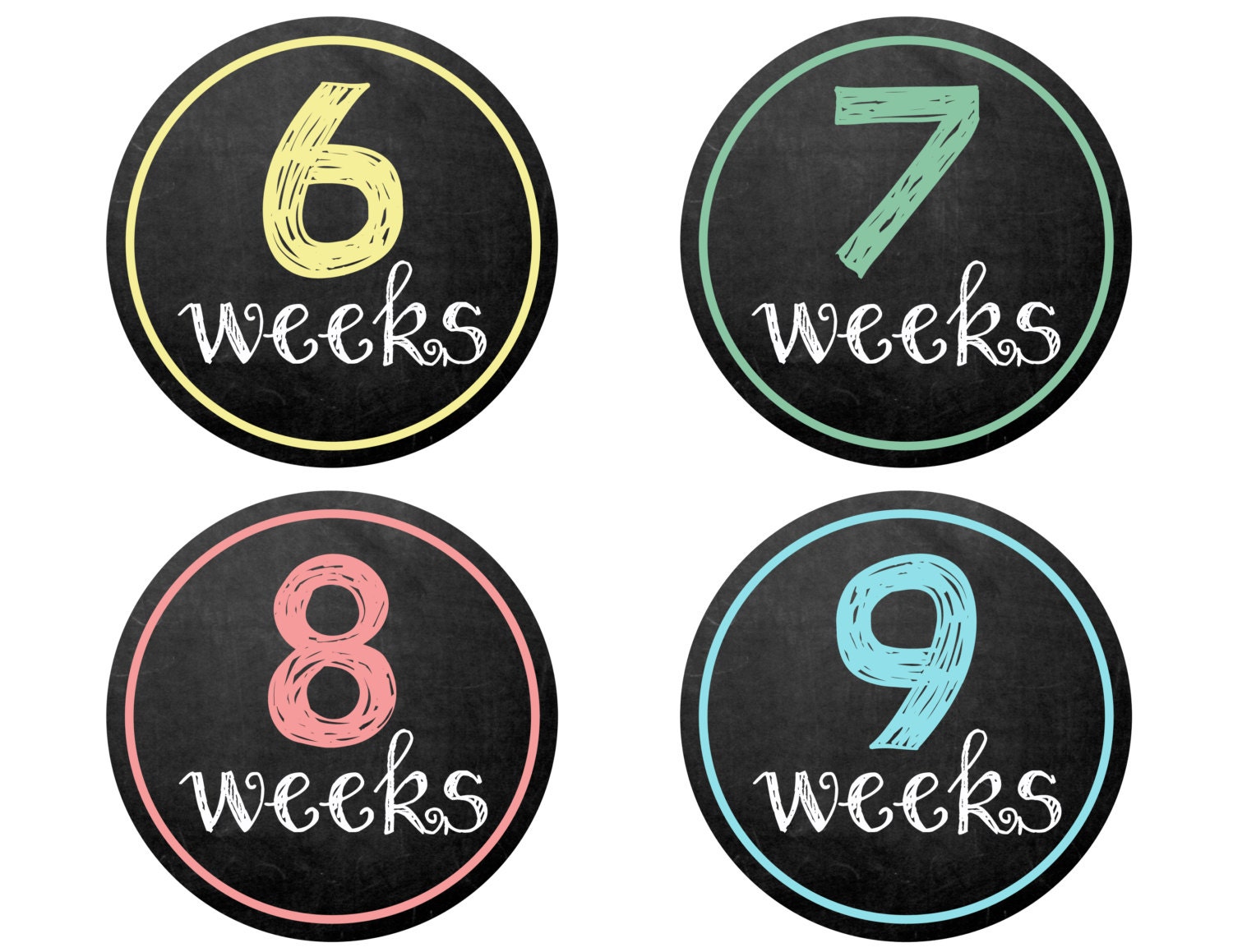 Weekly Pregnancy Chalkboard Stickers DIGITAL / Iron On | Etsy
