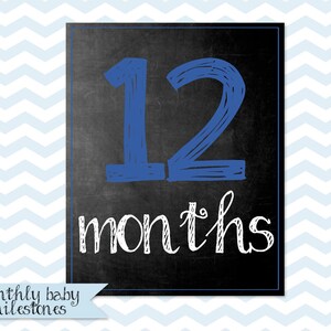 Baby Monthly Chalkboard / Baby's First Year / Shades of Blue / 8x10 ...