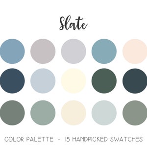 Slate Color Palette, Procreate Swatches, Blue Gray Cream Green Shades ...